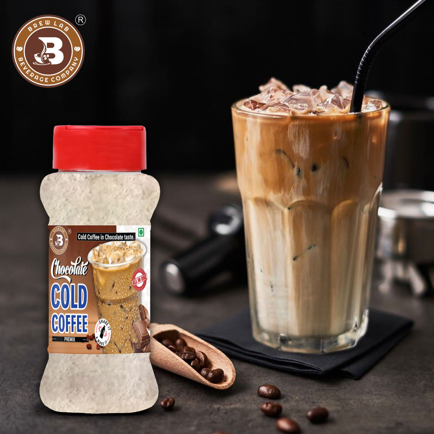 Brew Lab Chocolate Cold Coffee Premix 100 gm | Cold Coffee in Chocolate ...