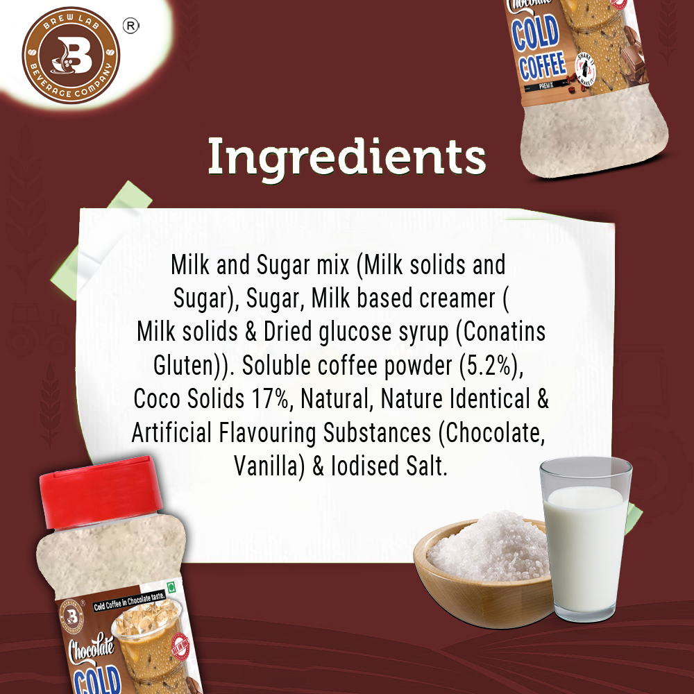 Brew Lab Chocolate Cold Coffee Premix 100 gm | Cold Coffee in Chocolate ...