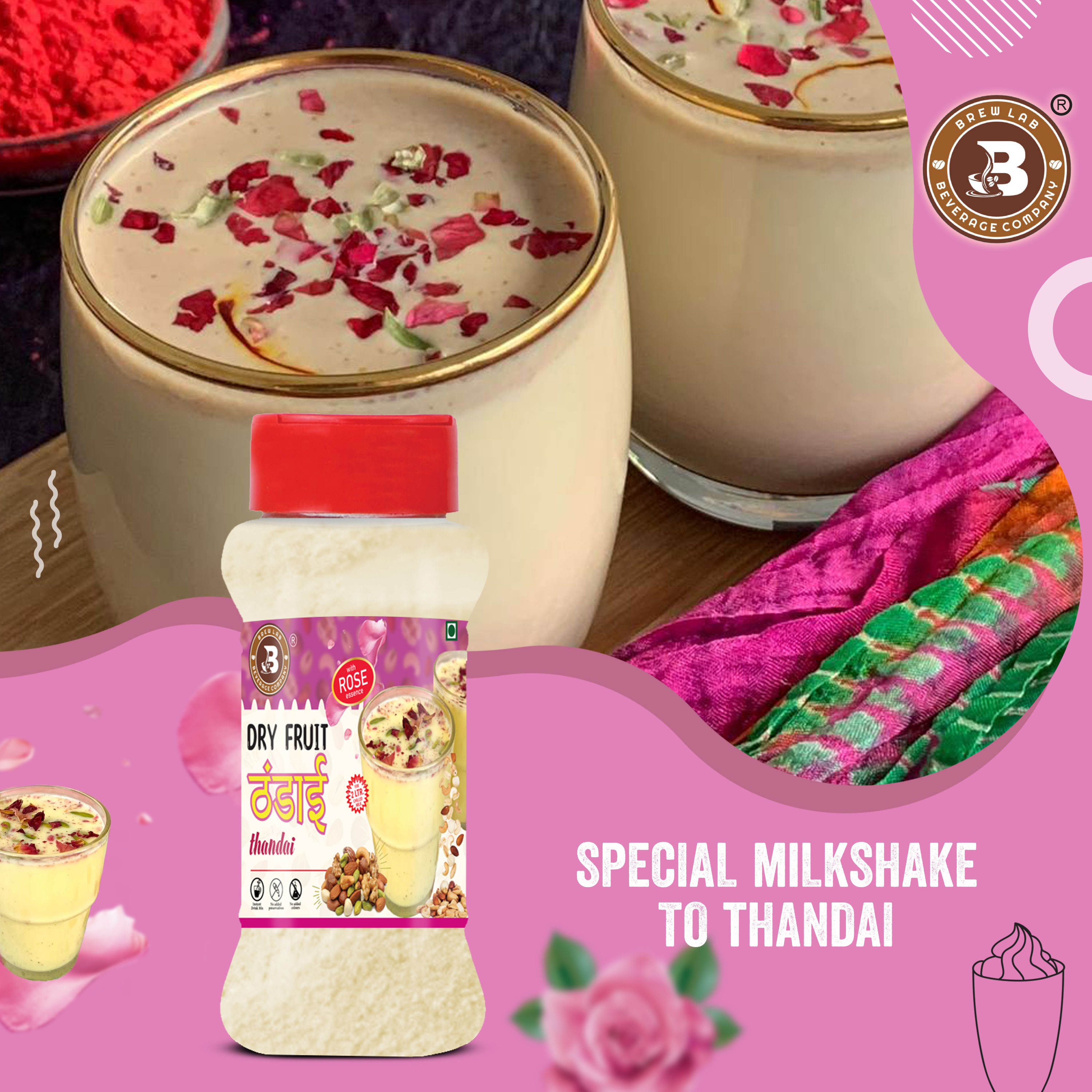 Brew Lab Dry Fruit Thandai | Real Bits Of Badam, Pista & Elaichi With ...
