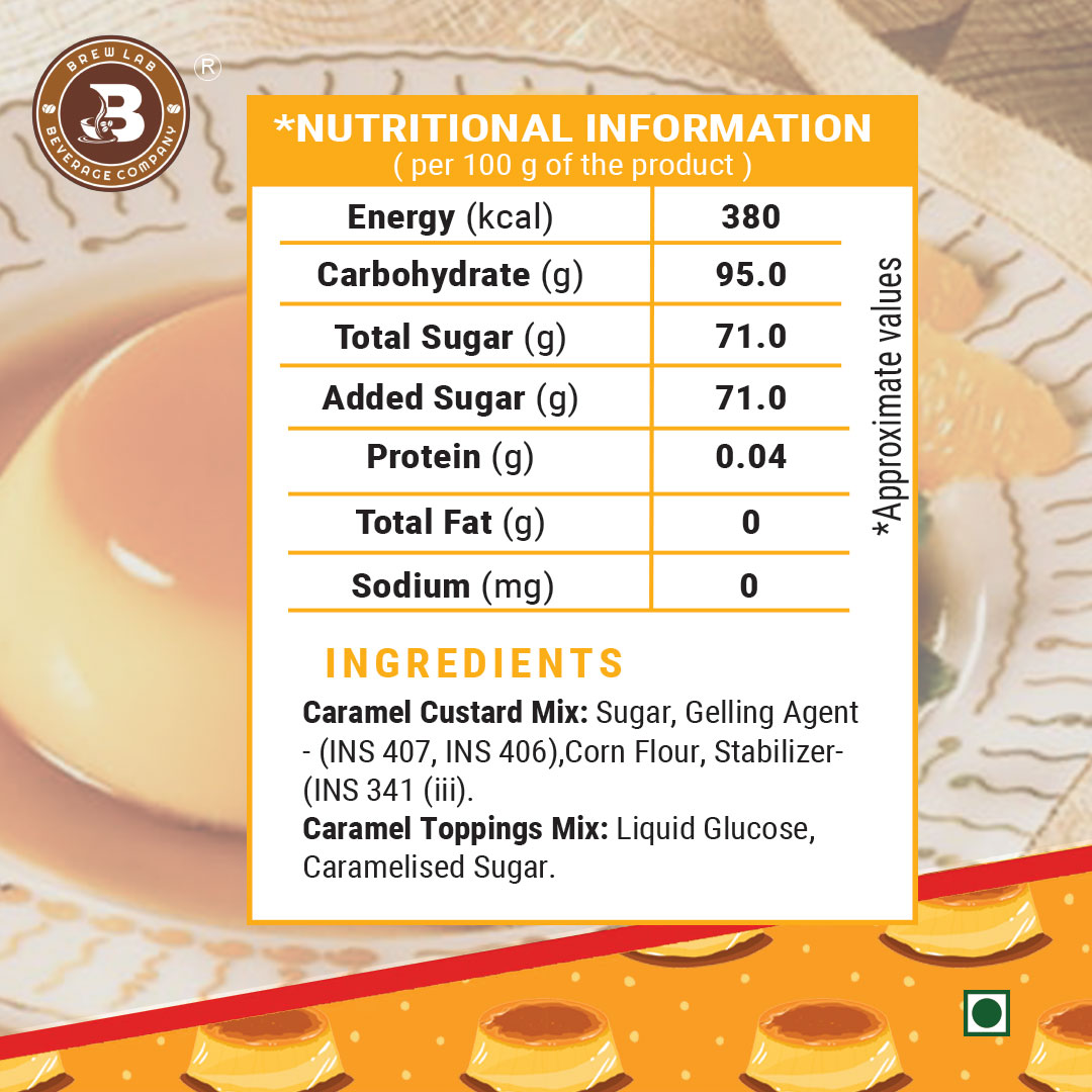 Brew Lab Eggless Caramel Custard Mix | Dessert Mix With Caramel Topping ...