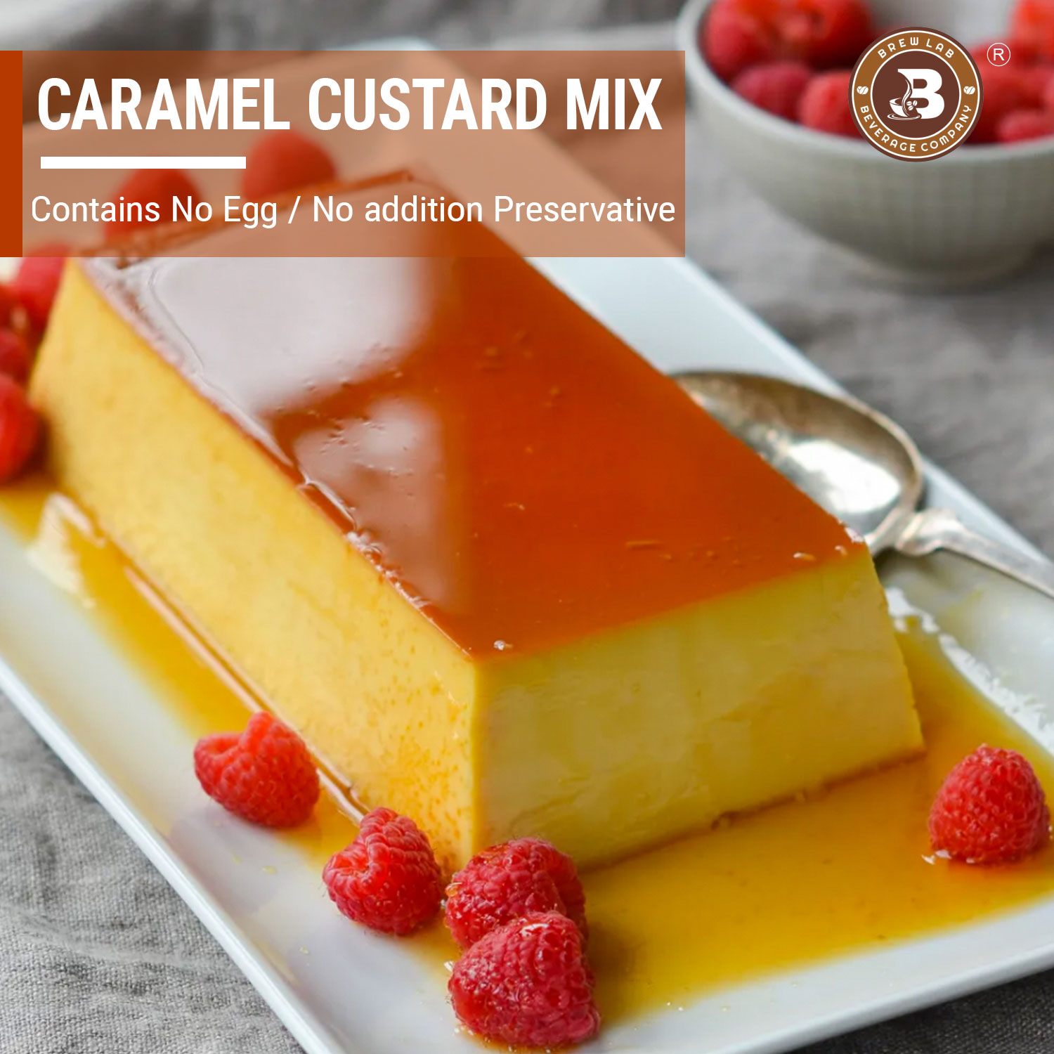 Brew Lab Eggless Caramel Custard Mix | Dessert Mix With Caramel Topping ...