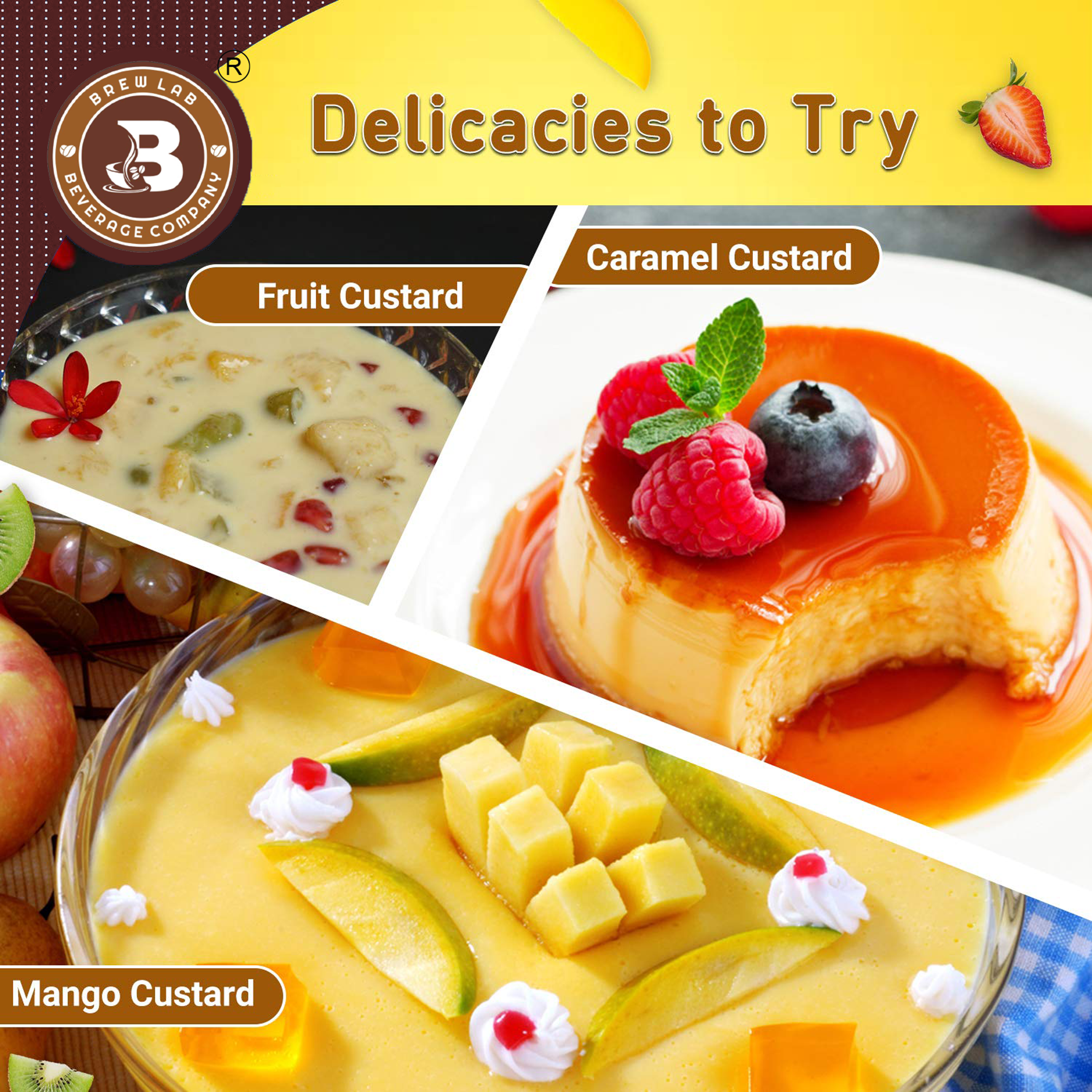 Brew Lab Mango Flavor Custard Powder | Rich, Creamy & Flavorful 100 g