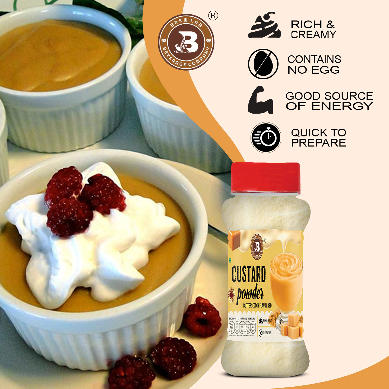 Brew Lab RIch & Creamy Custard Powder Butterscotch | Gluten Free Good ...