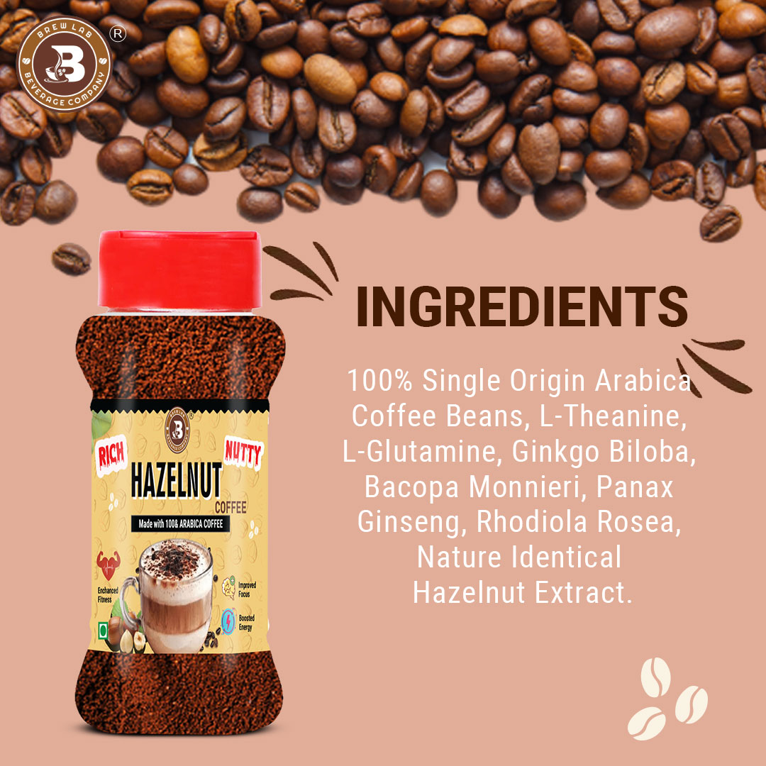 Brew Lab Rich & Nutty Hazelnut Coffee | Made With 100% Arabica Coffee ...
