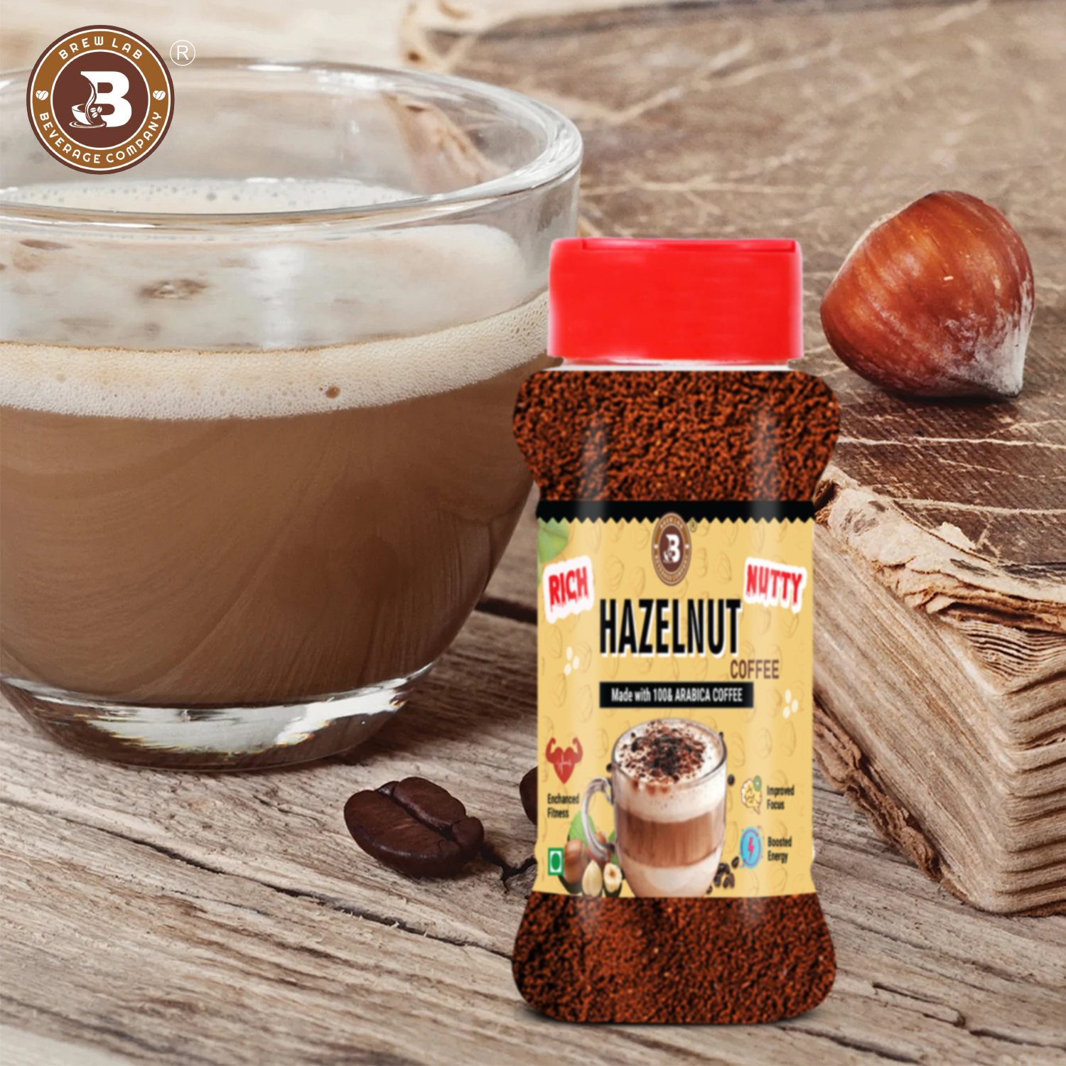 Brew Lab Rich & Nutty Hazelnut Coffee | Made With 100% Arabica Coffee ...